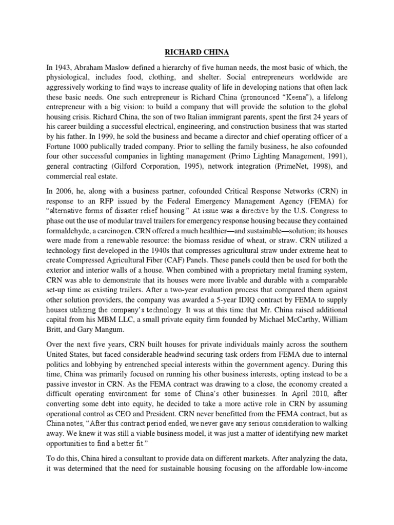 RICHARD CHINA - Case Study | PDF | Sustainability | China