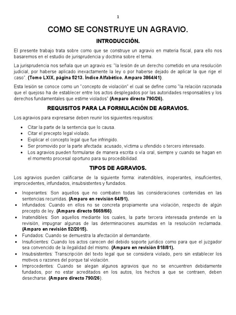 Como Se Construye Un Agravio | PDF | Sentencia (ley) | Caso de ley