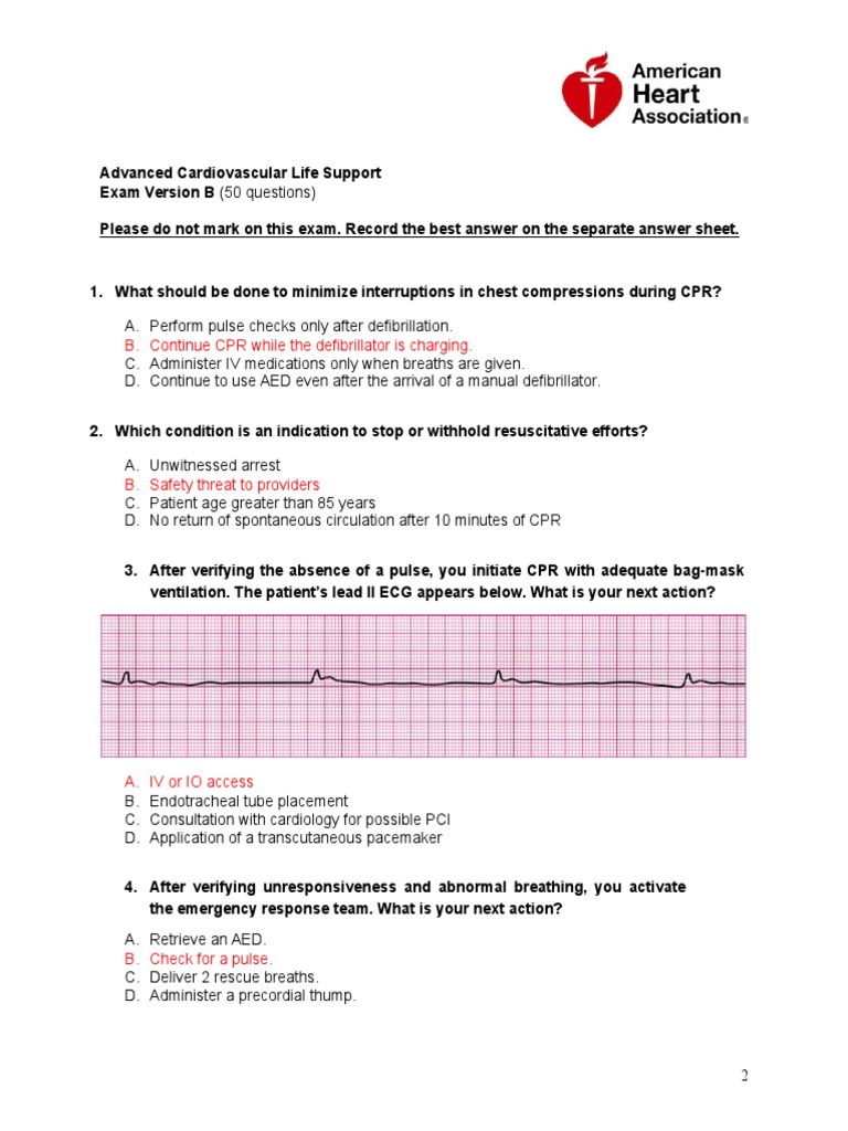 ACLS Exam Version B | PDF | Cardiopulmonary Resuscitation | Cardiac Arrest