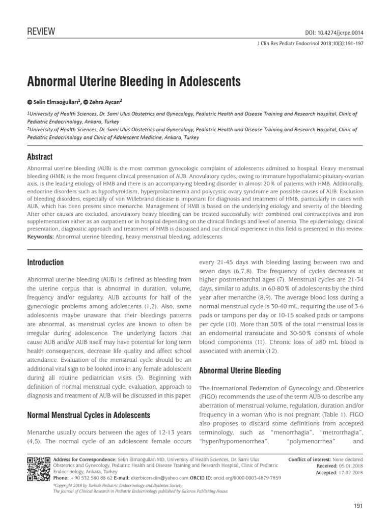 Abnormal Uterine Bleeding | PDF | Luteinizing Hormone | Menstrual Cycle