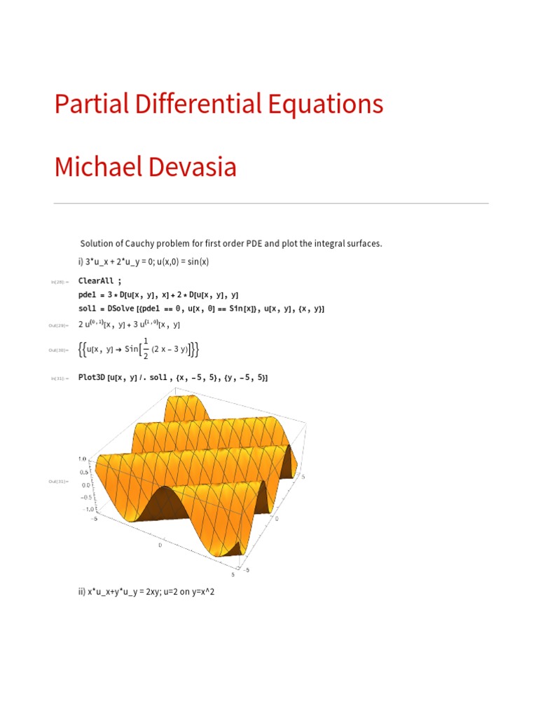 Mathematica Sample Questions | PDF | Partial Differential Equation ...