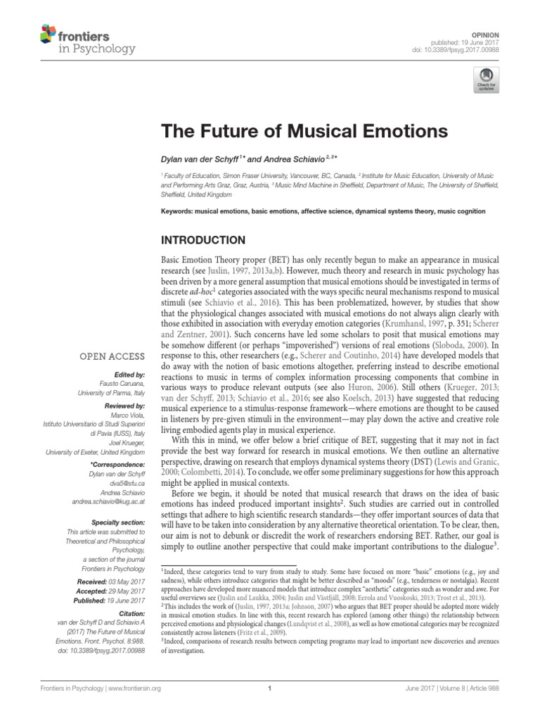 The Future of Musical Emotions | PDF | Affect (Psychology) | Emotions