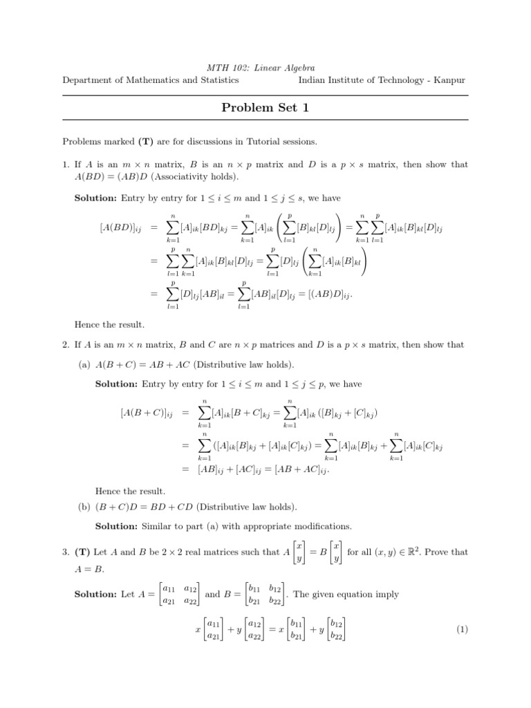 Problem Set 1 | PDF | Functional Analysis | Matrix (Mathematics)
