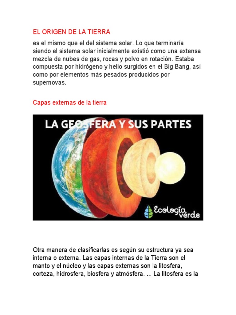 Capas Externas de la Tierra y Origen | PDF | Ciencia y matemáticas