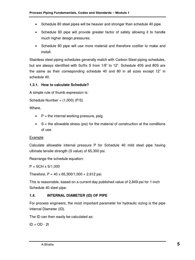 1.3.1. How To Calculate Schedule?: Process Piping Fundamentals, Codes ...