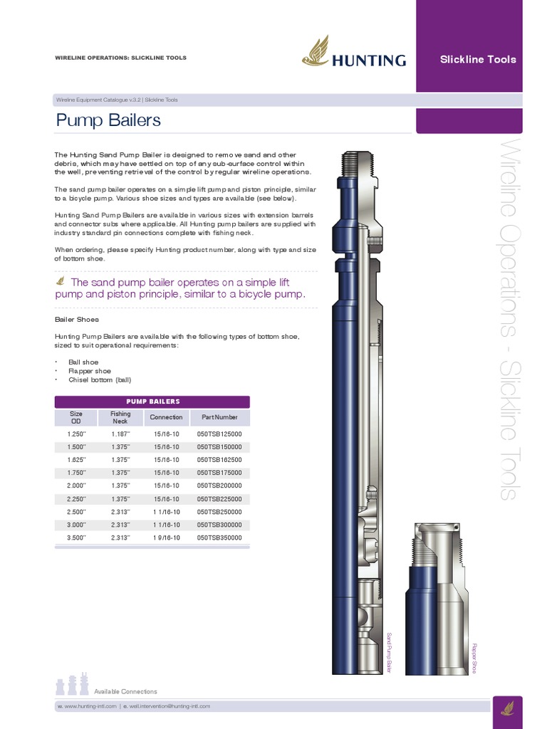 Slickline Tools - Sand Pump Bailers | PDF | Equipment | Manufactured Goods