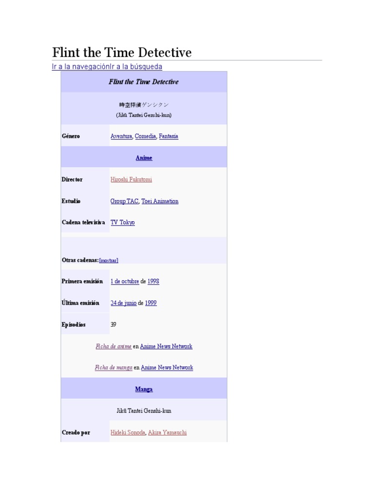 Flint The Time Detective 1 | PDF | Anime | Entretenimiento