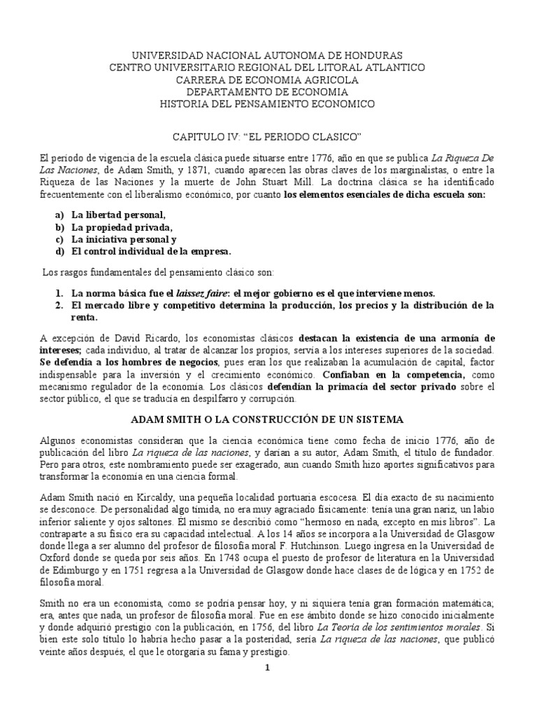 Capitulo IV El Periodo Clasico | PDF | John Stuart Mill | Ciencias económicas