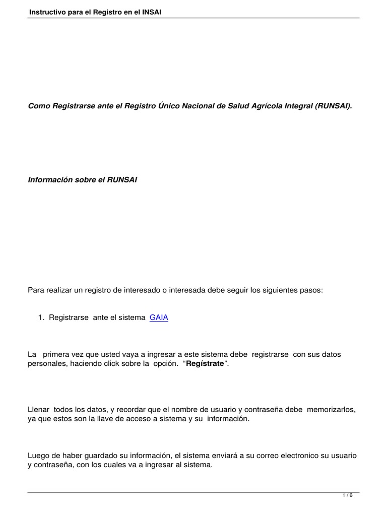 Instructivo para El Registro en El INSAI | PDF | Contraseña | Informática y tecnología de la ...