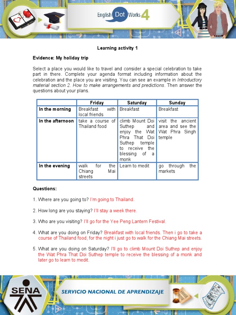 Learning Activity 1 Evidence: My Holiday Trip | PDF | Self-Improvement