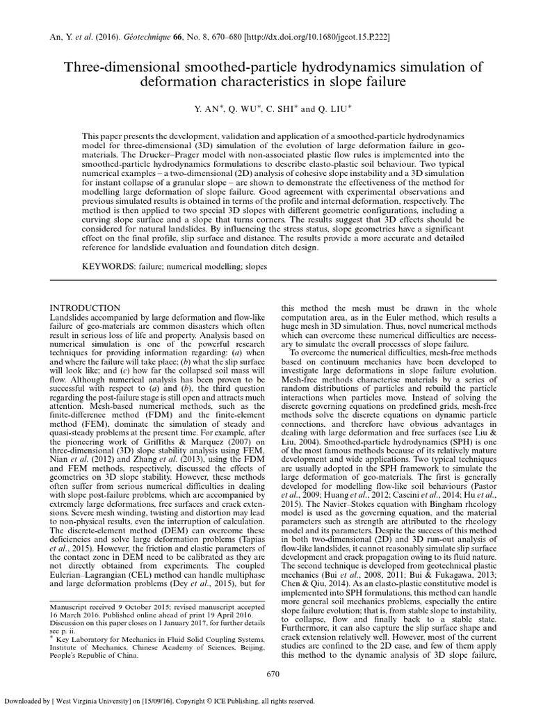 Three-Dimensional Smoothed-Particle Hydrodynamics Simulation of Deformation Characteristics in ...