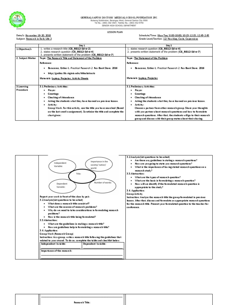 Lesson Plan Week 2 | PDF | Question | Lesson Plan