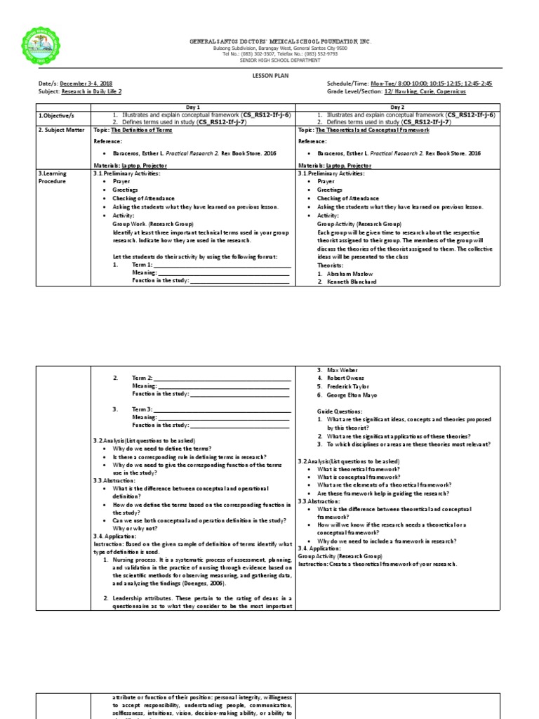 Lesson Plan Week 4 | Download Free PDF | Conceptual Framework | Theory
