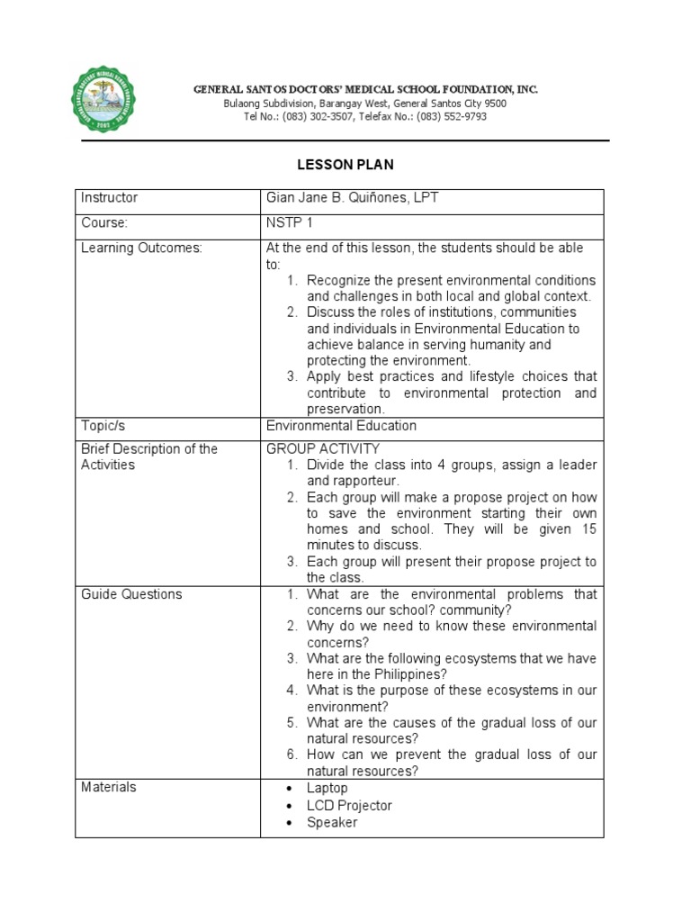 Environmental Education in Action: A Lesson Plan for Raising Awareness ...