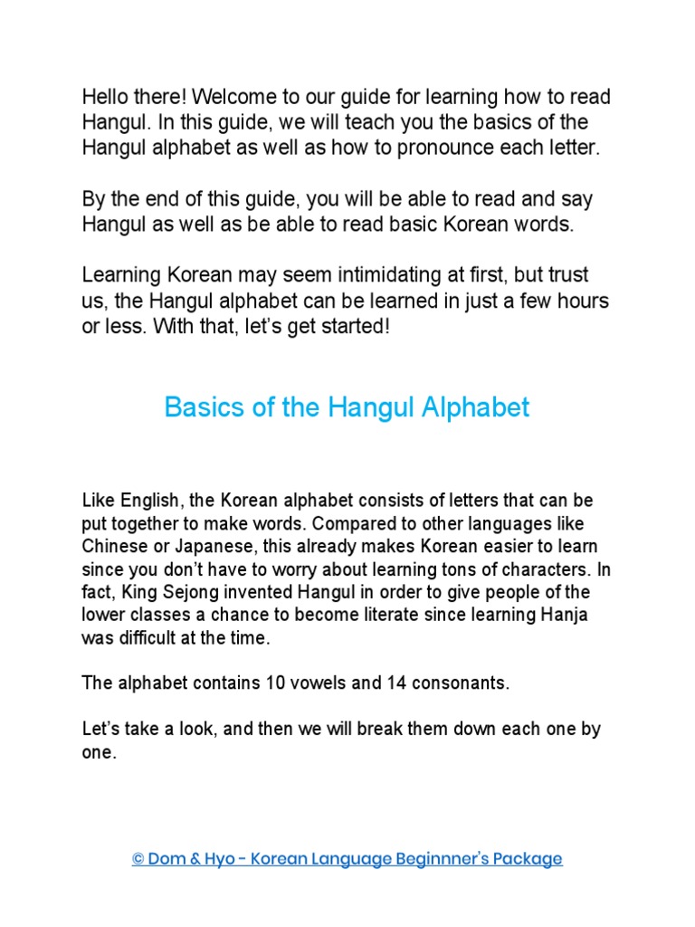 Quick & Easy Hangul Free Ebook | PDF | Consonant | Alphabet