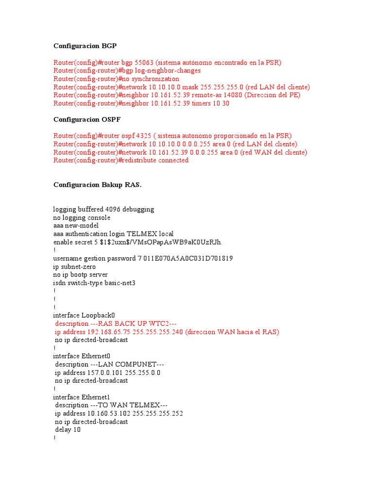 BGP, Ospf, Ras, Rommon, Password Recovery | PDF | Router (Computing ...