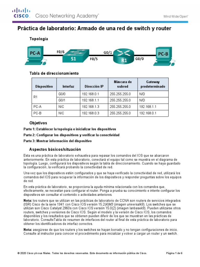 6.5.1.2 Lab - Building A Switch and Router Network - JuanF - Paez | PDF | Enrutador (Computación ...
