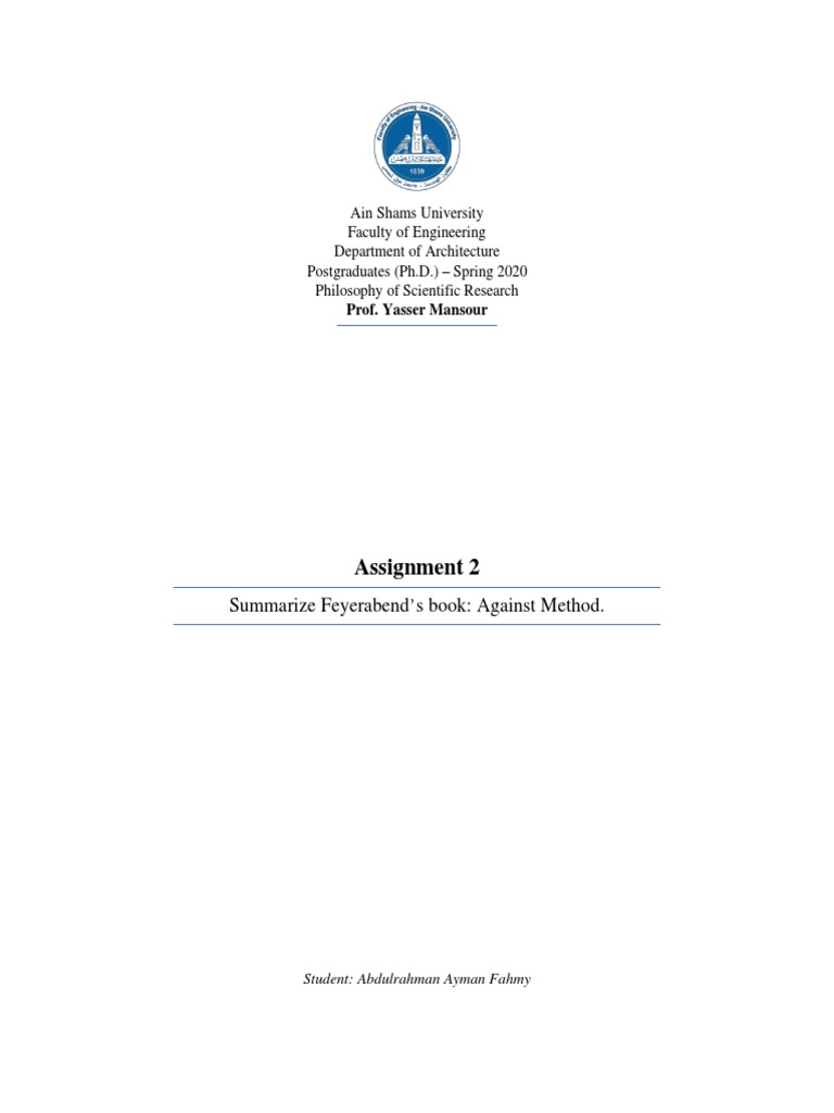 Against Method Summary - Abdulrahman Fahmy | PDF | Theory | Falsifiability