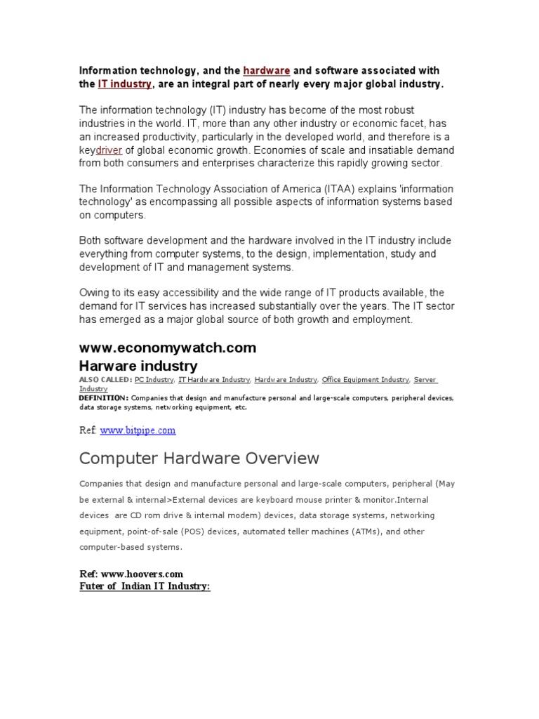 Computer Hardware Industry | PDF | Dell | Information Technology