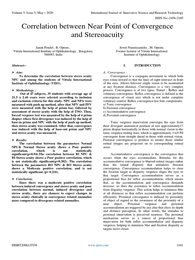 Correlation Between Near Point of Convergence and Stereoacuity | PDF