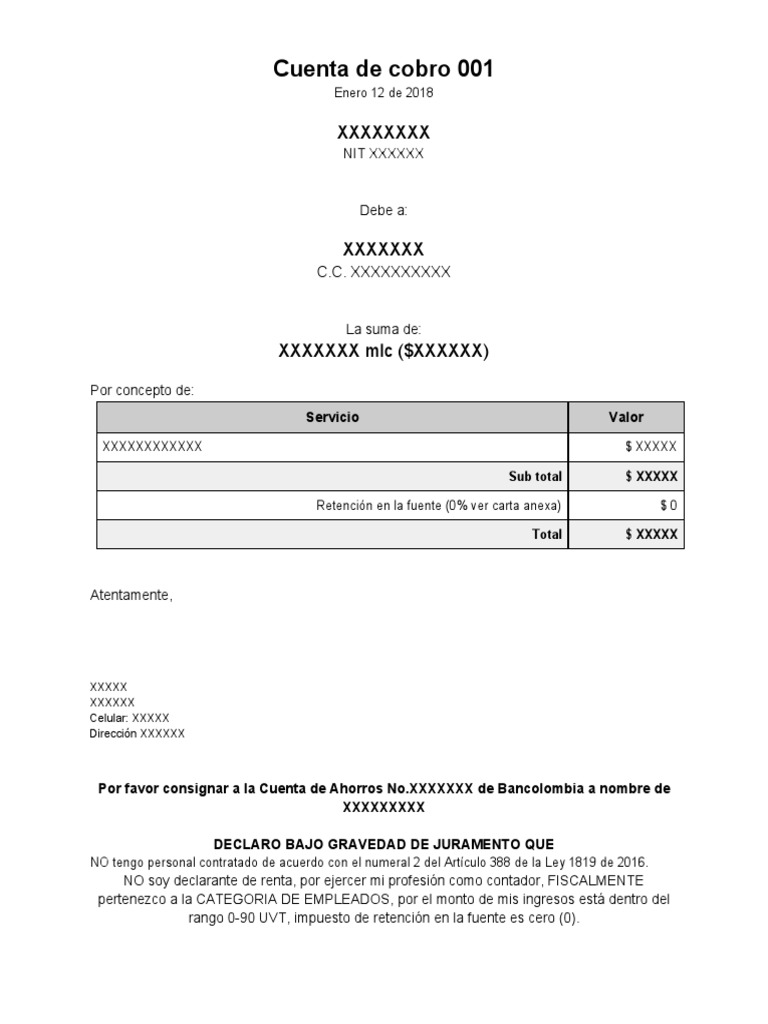 Formato Cta Cobro | PDF