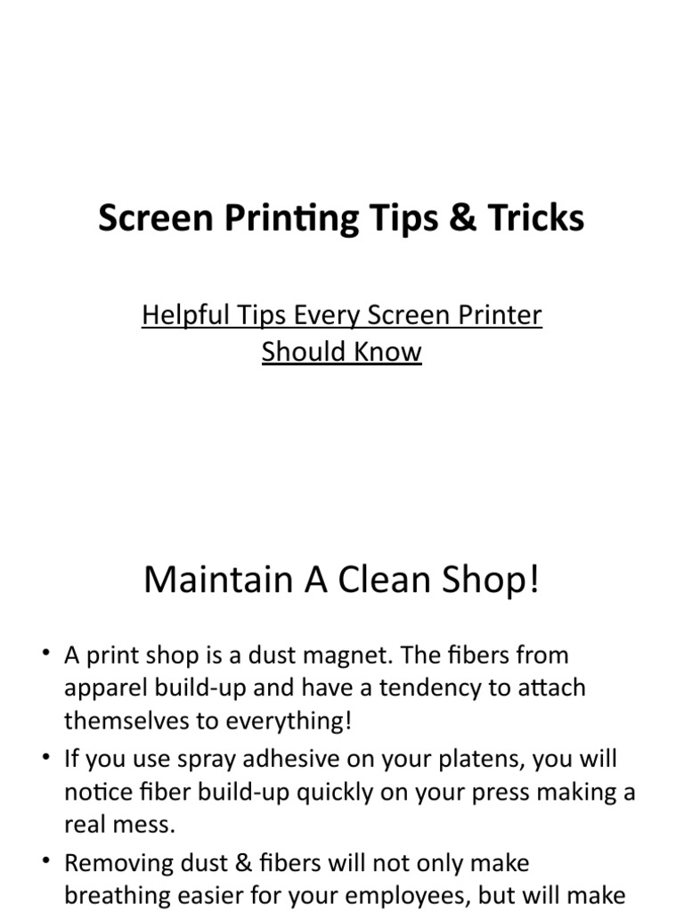 Screen Printing Tips & Tricks | PDF | Publishing | Communication Design