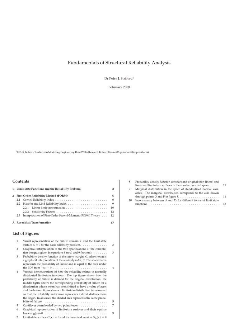Fundamentals of Structural Reliability Analysis: DR Peter J. Stafford February 2009 | PDF ...