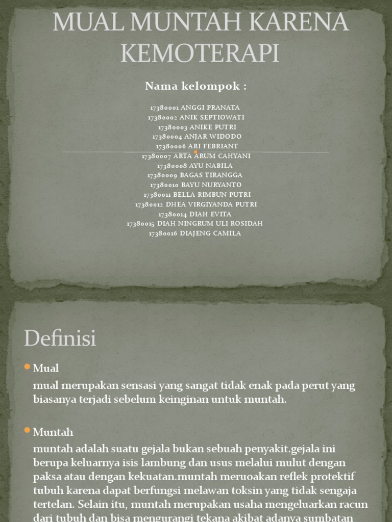 Mual Muntah Karena Kemoterapi | PDF | Kesehatan Holistik