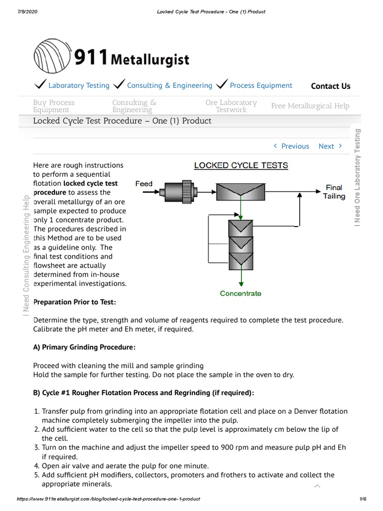 Locked Cycle Test Procedure - One (1) Product | PDF | Chemistry | Nature