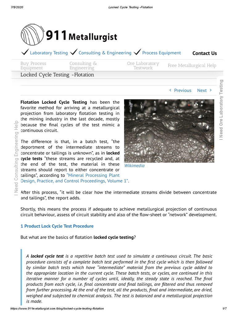 Locked Cycle Testing - Flotation | PDF | Metallurgy | Nature