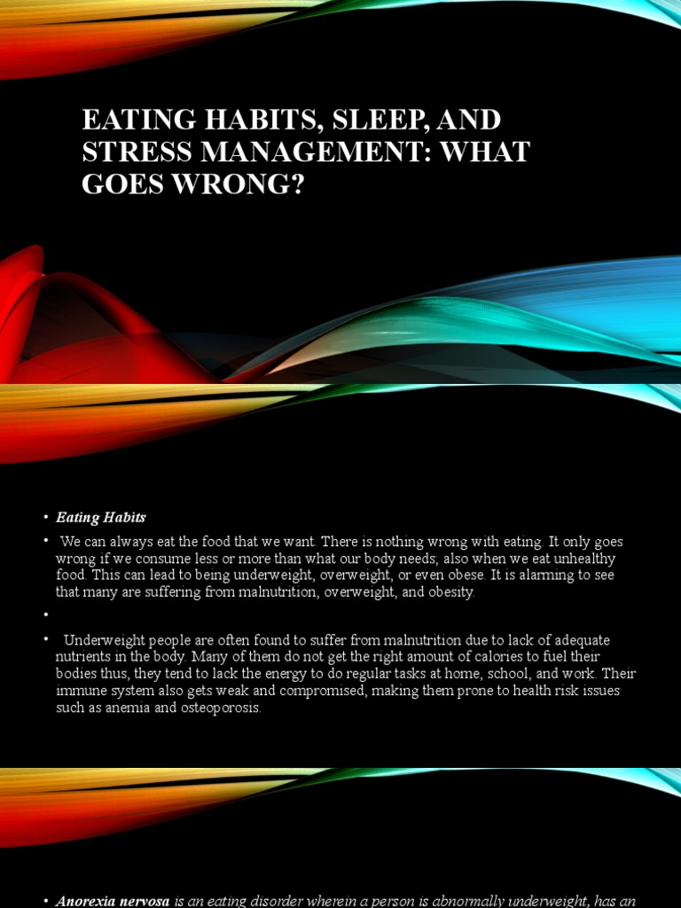 Eating Habits, Sleep, and Stress Management | PDF
