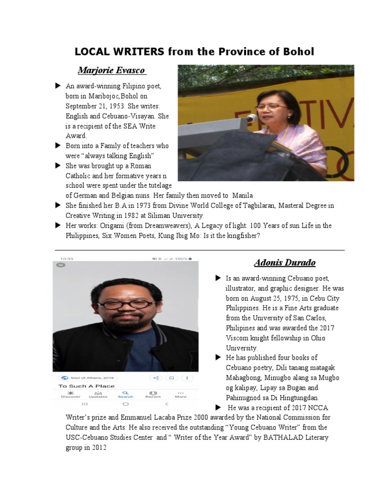 LOCAL WRITERS From The Province of Bohol | PDF | Philippines