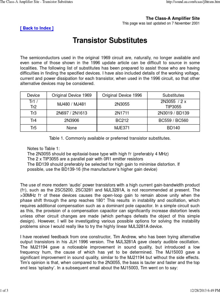 JLH 2001 Transistors | PDF | Amplifier | Electronics