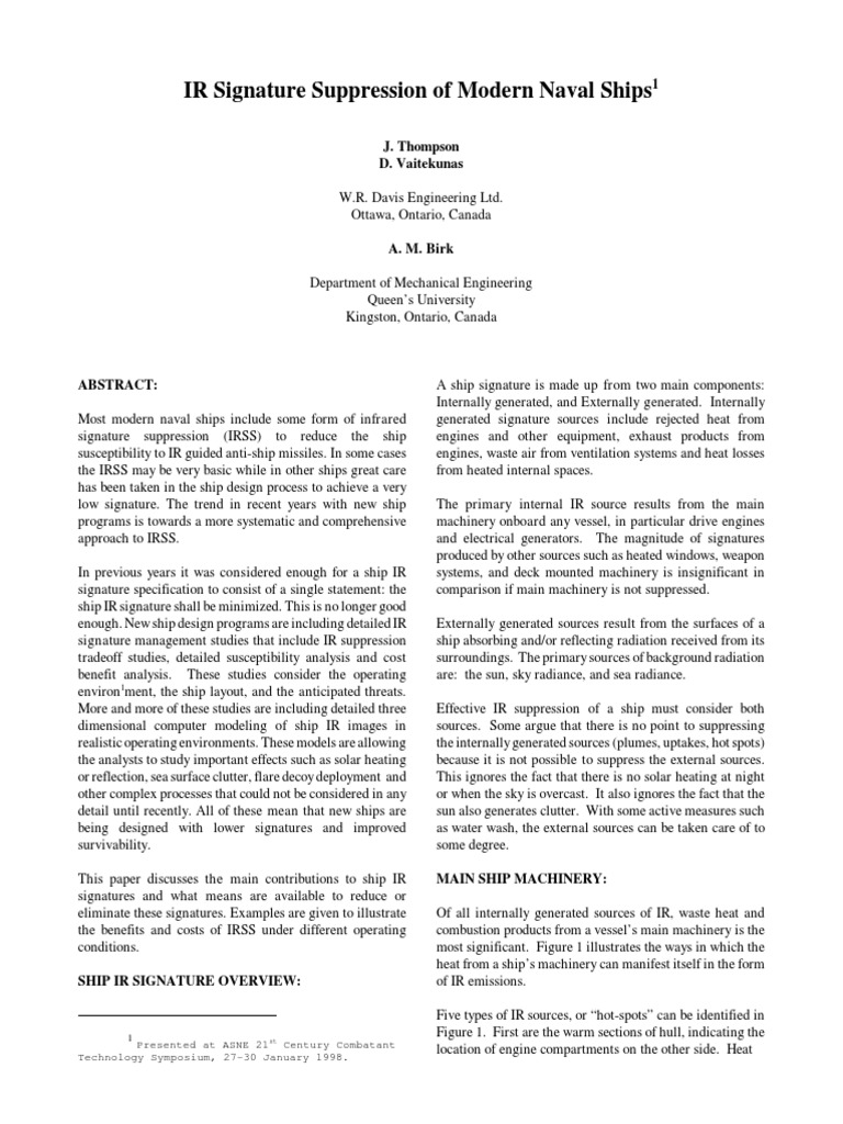 OR Signature Reduction Warships | PDF | Infrared | Atmosphere Of Earth