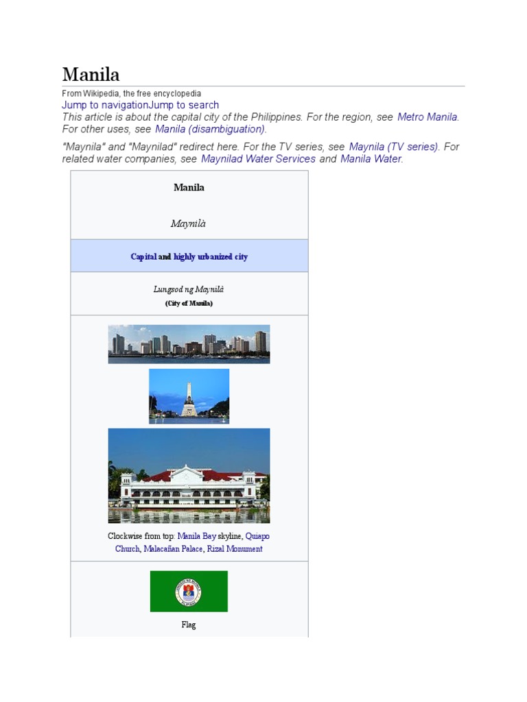 Manila: Jump To Navigationjump To Search | PDF | Manila | Metro Manila