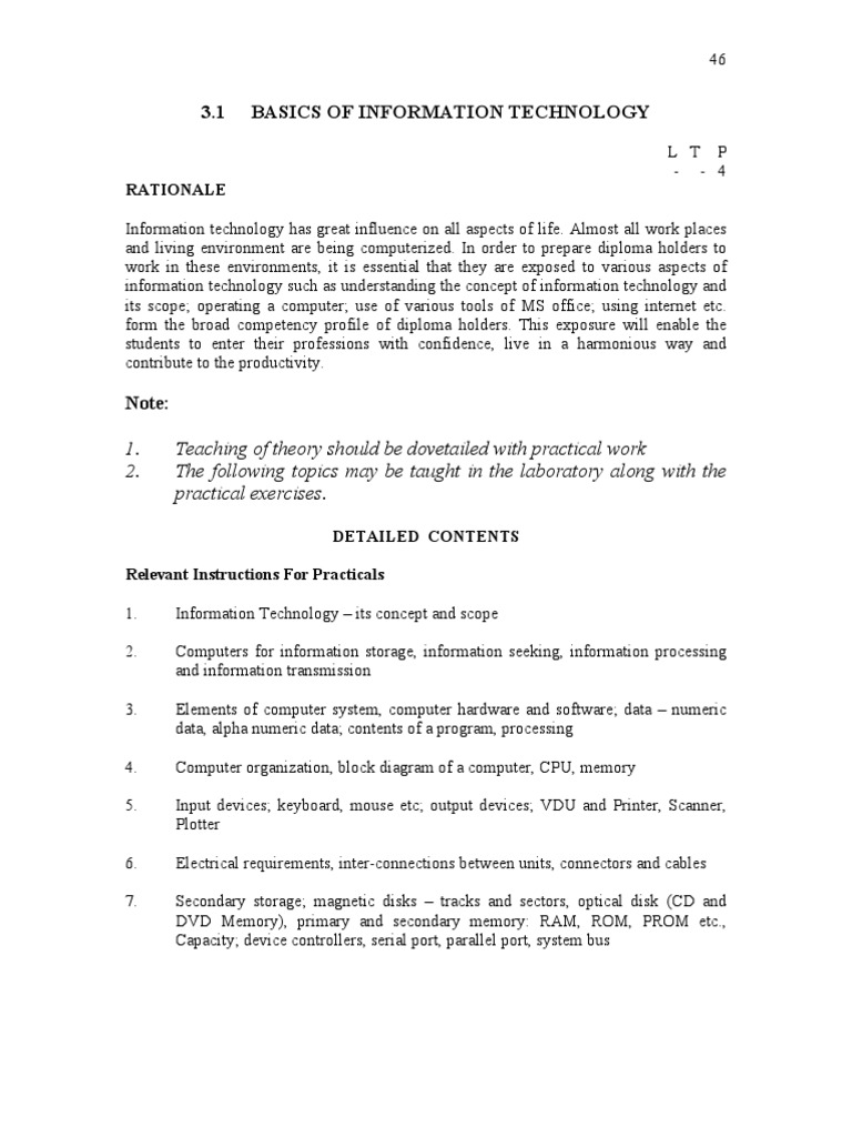 Basic Information Tech Notes | Computer Data Storage | Microsoft Word