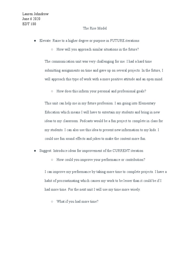 The Rise Model | PDF | Procrastination | Professional Skills