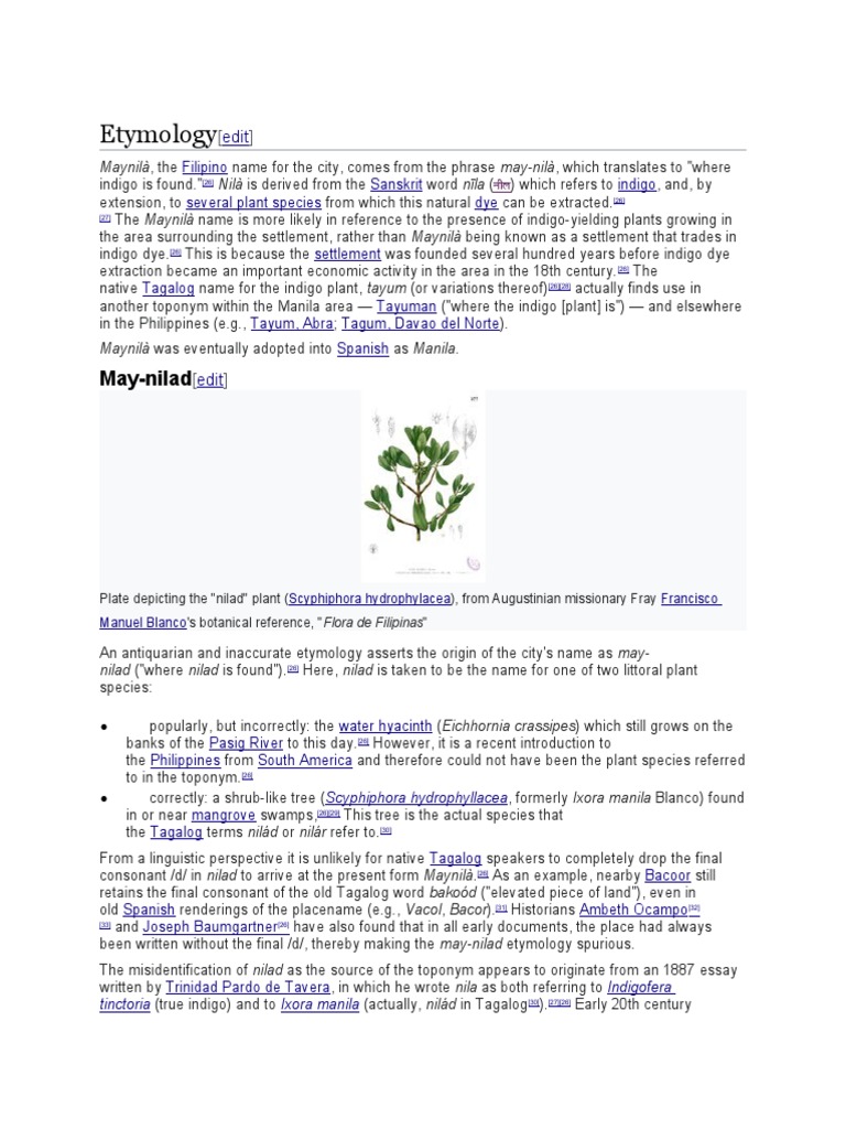 Etymology | PDF | Manila | Tagalog Language