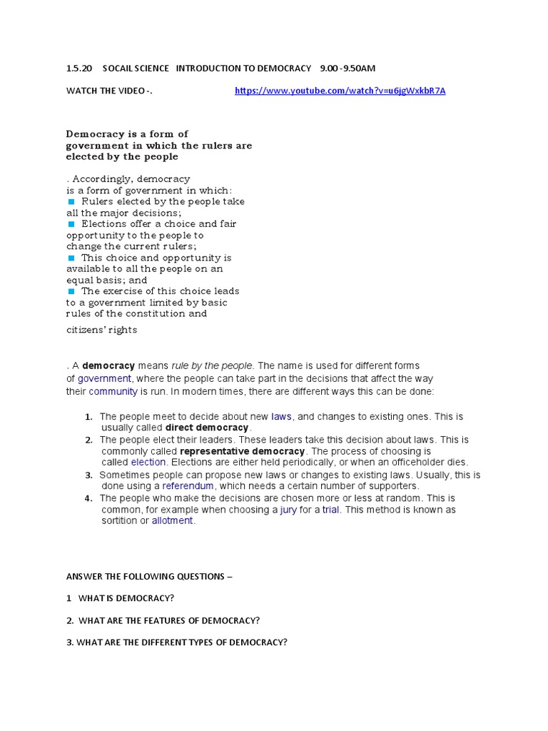 Understanding Democracy and Its Types | PDF | Politics | Law