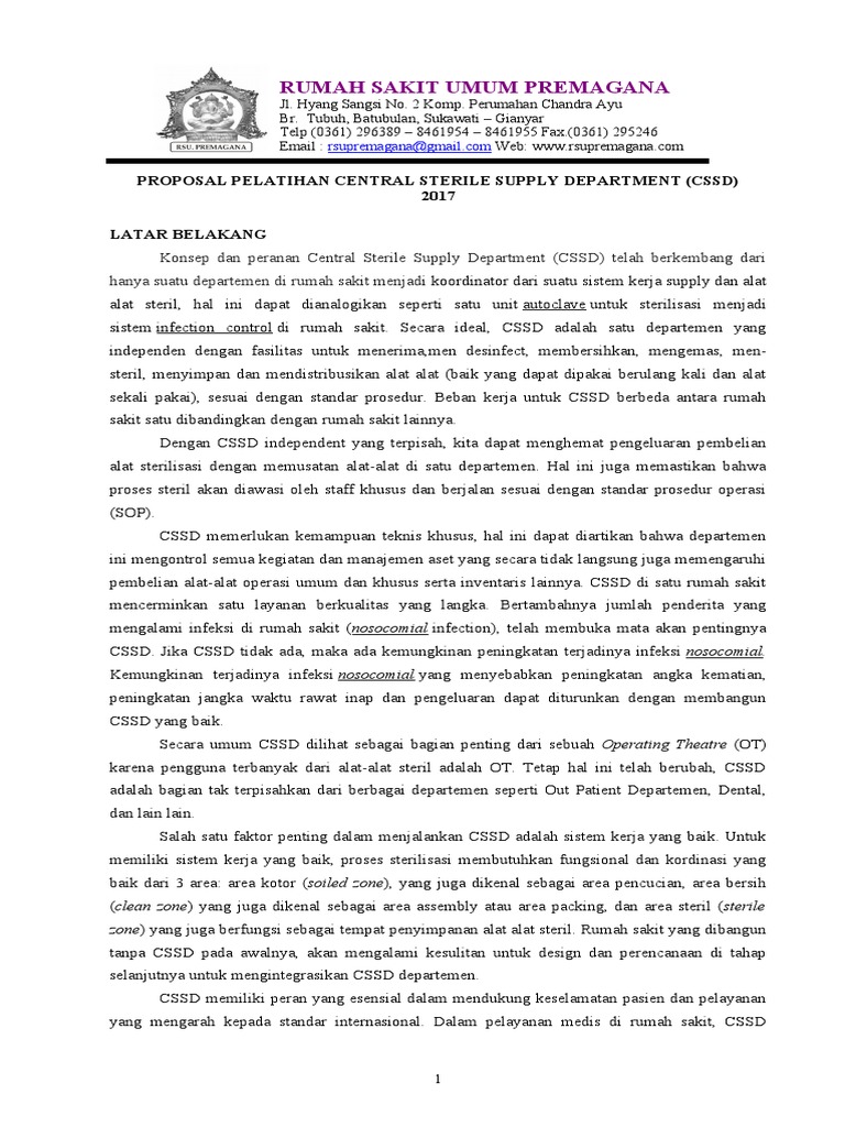 Proposal Pelatihan CSSD | PDF