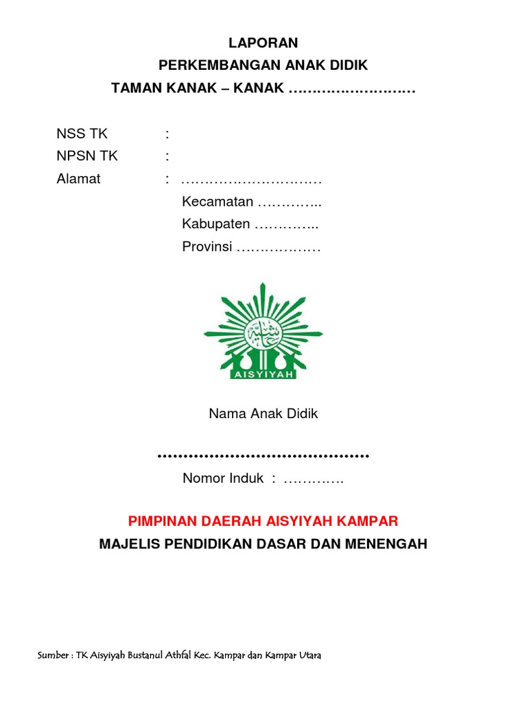 Rapor PAUD TK K13 TERBARU PDF | PDF | Kesehatan Holistik