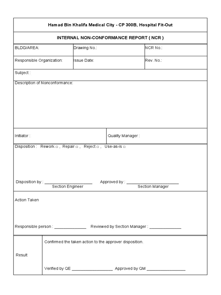 17 - Internal Non-Conformance Report | PDF