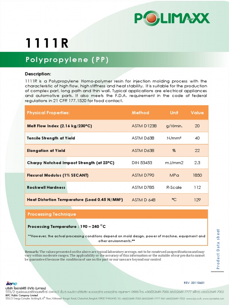 Polypropylene (PP) : Description | PDF