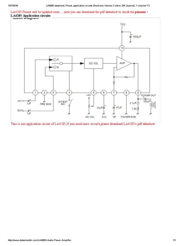 LA4285 Datasheet and Application Circuits | PDF | Home & Garden | Computers