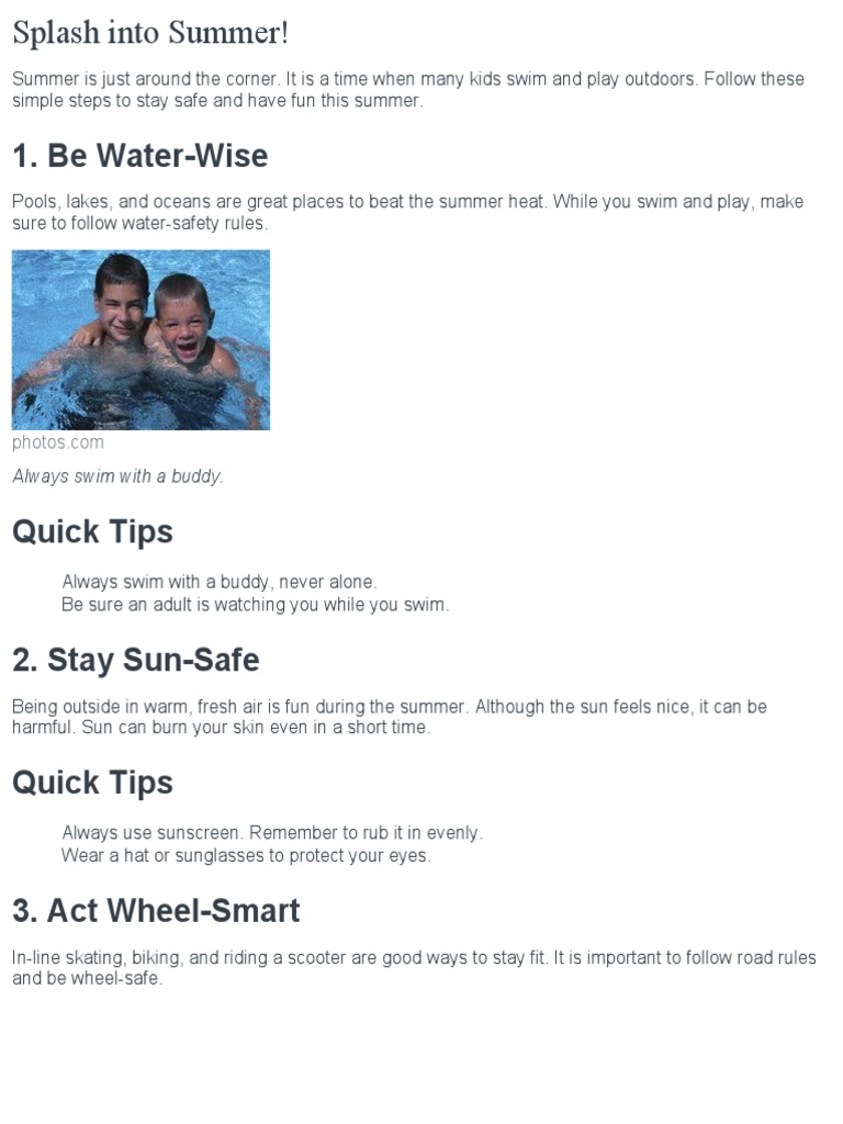 Be Water-Wise: Always Swim With A Buddy | PDF
