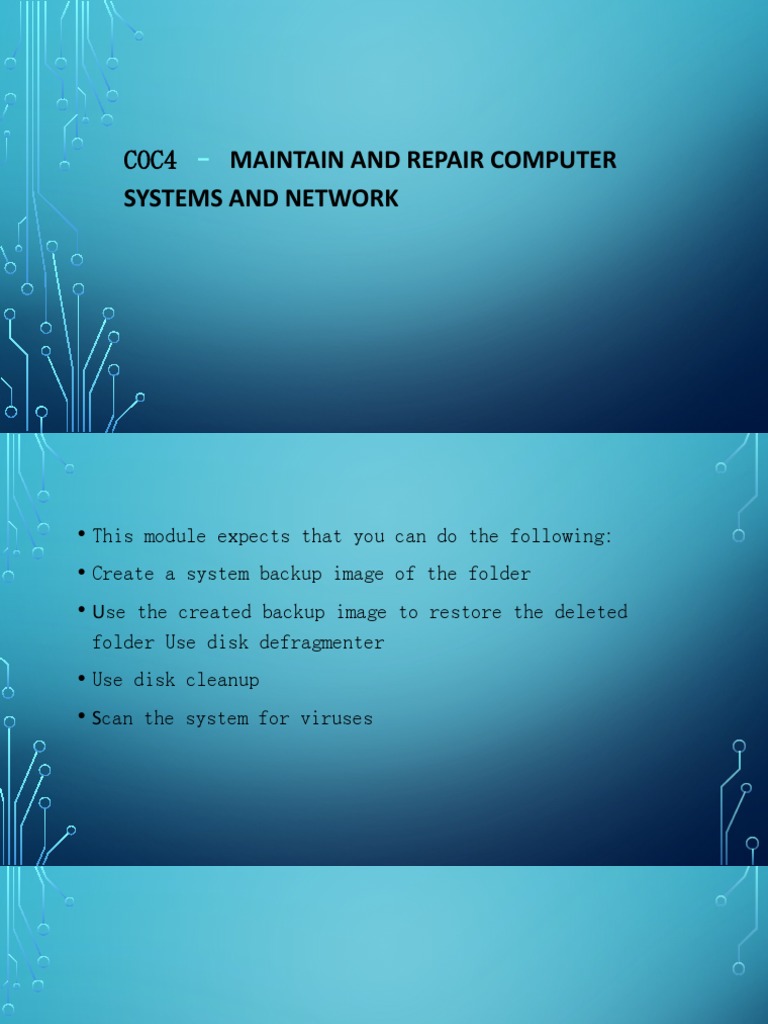 Maintain and Repair Computer Systems and Network | PDF | Computer ...