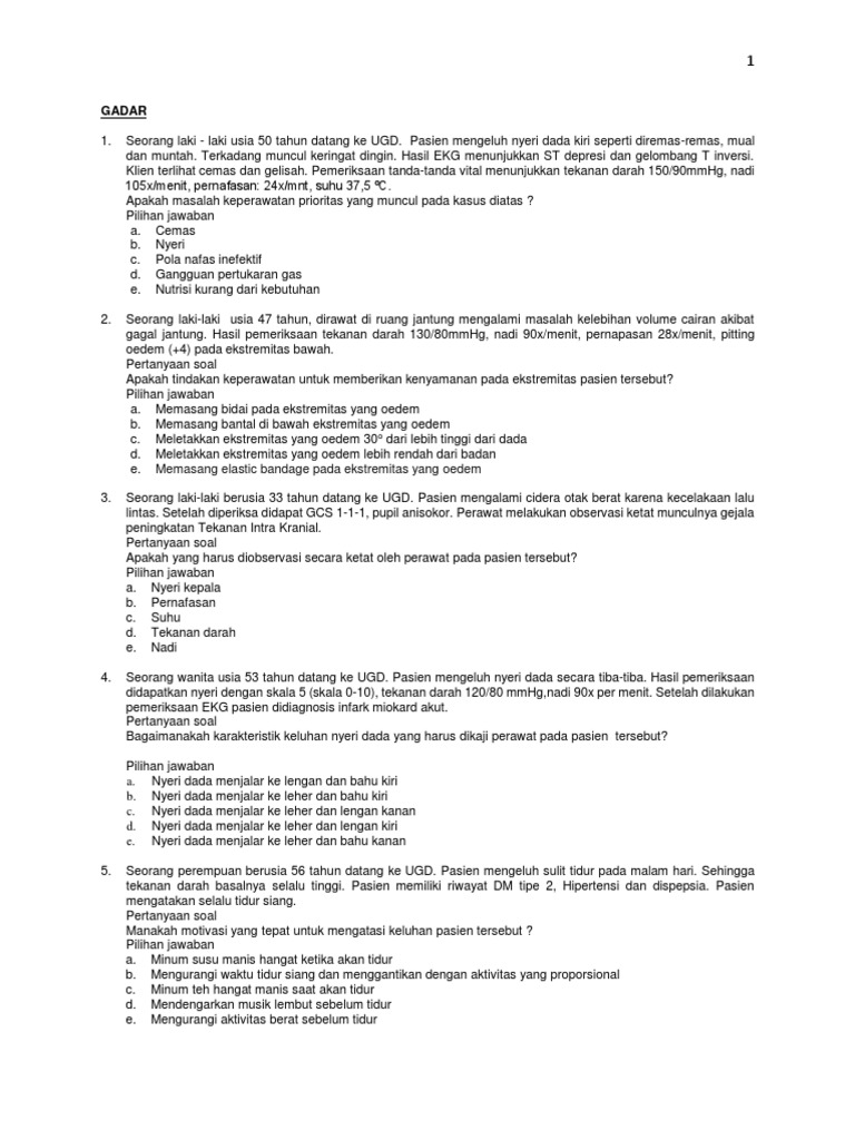 Soal Ukom 2 Maternitas, Anak, Jiwa, Gadar, Manajemen PDF | PDF | Kesehatan Holistik
