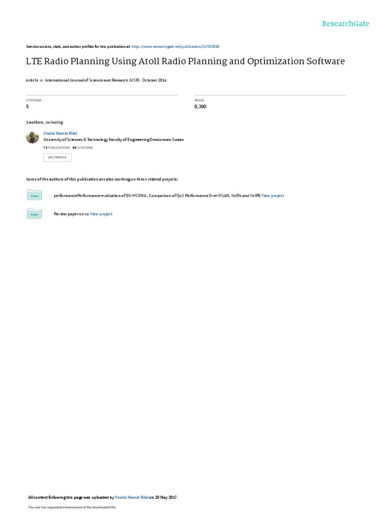 LTE Radio Planning Using Atoll Radio Planning and Optimization Software ...