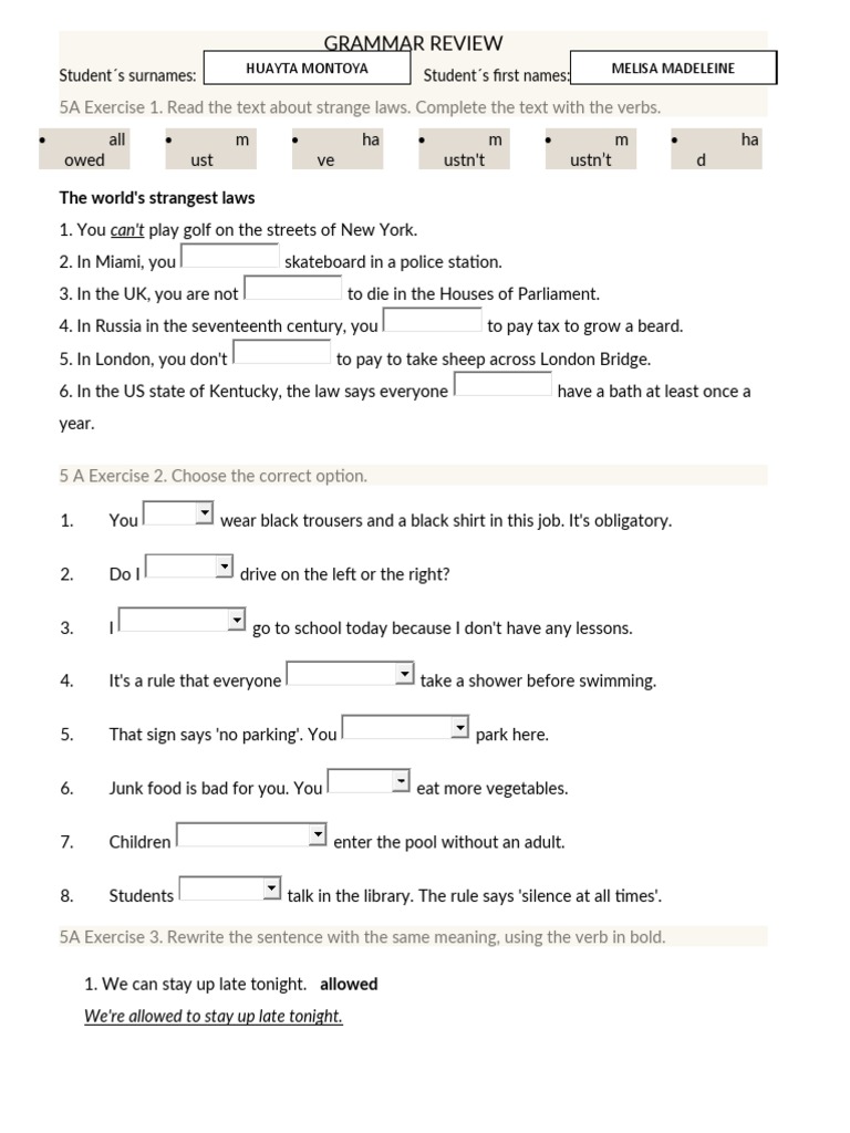 Grammar Review: The World's Strangest Laws | PDF