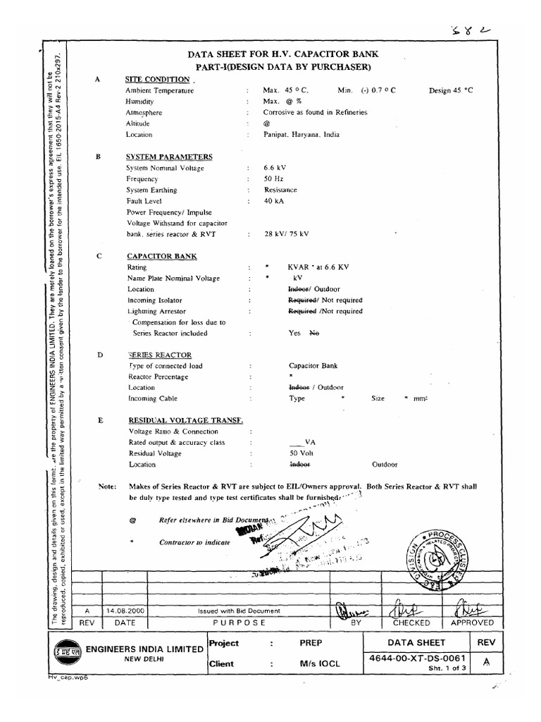 Capacitor Bank Data Sheet | PDF
